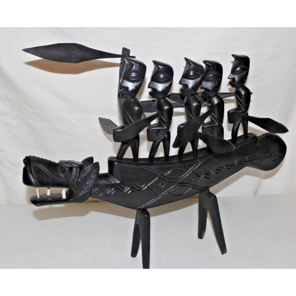 Design | Vintage 19 African Dog Boat Carving Makonde Mythical Warrior ...